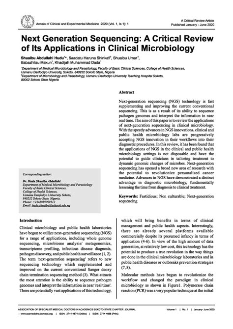Pdf Next Generation Sequencing A Critical Review Of Its Applications In Clinical Microbiology