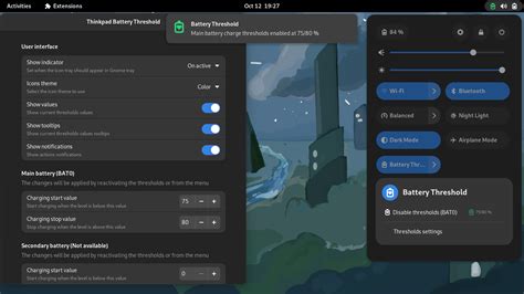Review Thinkpad Battery Threshold Version 18 Gnome Shell Extensions
