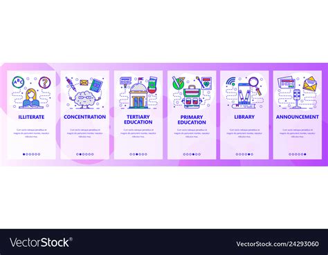 Mobile App Onboarding Screens Education System Vector Image