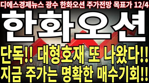 한화오션 주가전망 단독 대형호재 또 나왔다 지금 주가는 명확한 매수기회 Feat 디에스경제뉴스 광수 목표가