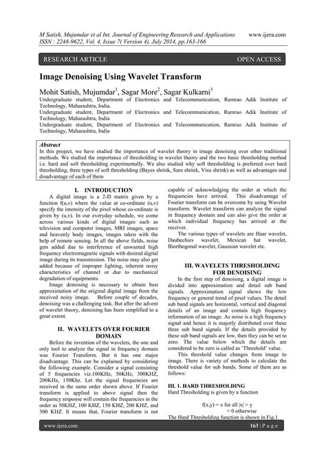 Image Denoising Using Wavelet Transform Pdf