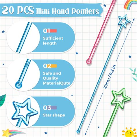 20 Pcs Teacher Star Finger Pointers For Classroom Mini Hand Reading Pointer Stick