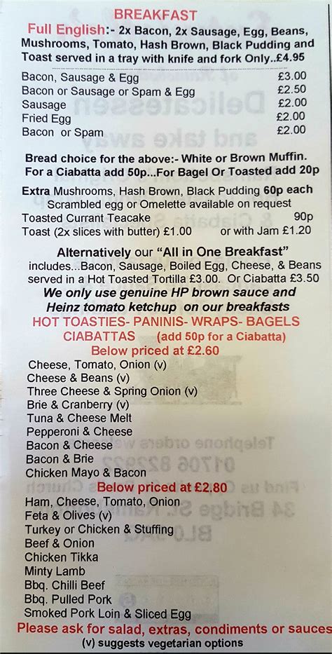 Our Takeaway Menu Entwistles Of Ramsbottom Deli And Takeaway