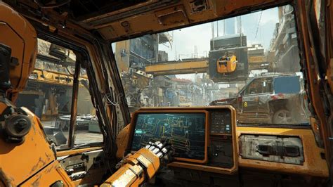 Futuristic Robotic Control Room With Worker Operating Stock Illustration Illustration Of