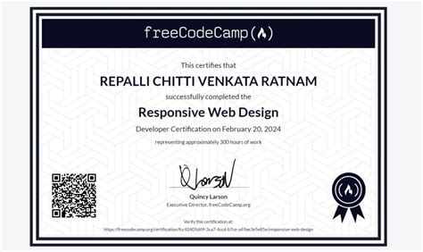I Earned A New Certification Responsive Web Design Chitti Venkata