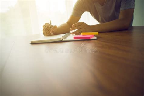 Man Writing On Paper Notebook Or Old Diary At Home Stock Photo Image Of Page Idea 178170662