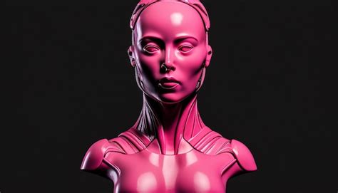 A Pink Female Figure With A Pink Head And Pink Hair Premium Ai
