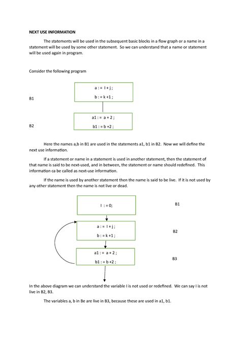 NEXT USE Information Compiler Design NEXT USE INFORMATION The