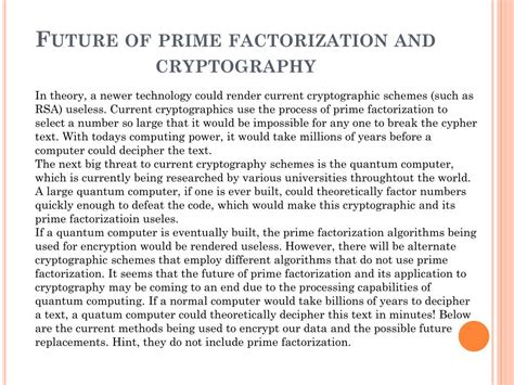 Ppt Prime Factorization And Its Application To Cryptography Powerpoint Presentation Id2386455