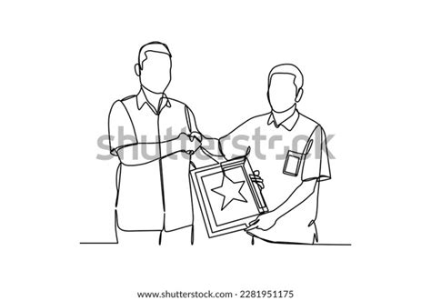 Single Oneline Drawing Boss Given Award Stock Vector Royalty Free 2281951175 Shutterstock