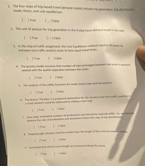 Solved 1 The Four Steps Of Trip Based Travel Demand Models