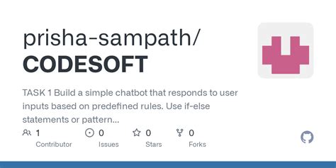 Github Prisha Sampathcodesoft Task 1 Build A Simple Chatbot That