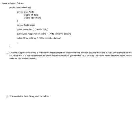 Solved Given A Class As Follows Public Class Linkedlist