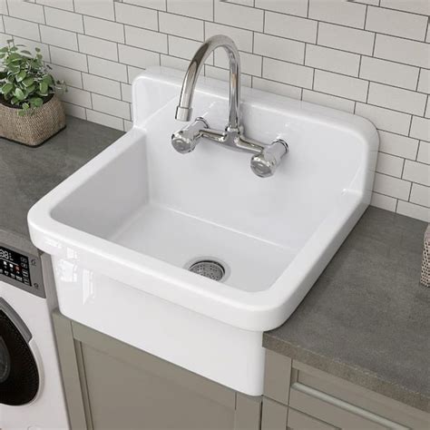Getpro 24 In W X 20 In D Wall Mount Laundryutility Sink In White