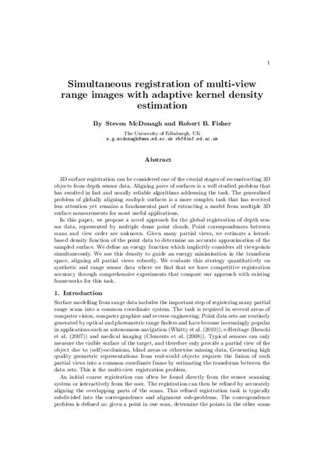 Pdf Simultaneous Registration Of Multi View Range Images With Adaptive Kernel Density