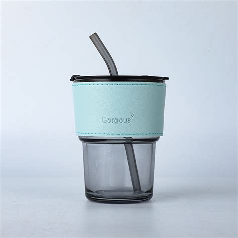 Glass Straw Cup With Lid Heat Cold Resistant Iced Water Bottle Viral Coffee Glass Mug