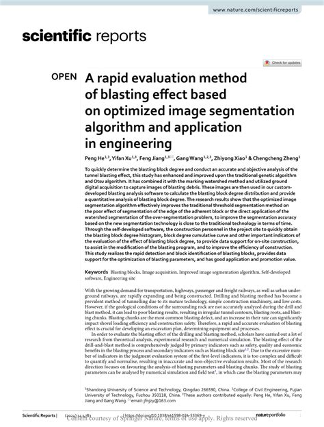 Pdf A Rapid Evaluation Method Of Blasting Effect Based On Optimized Image Segmentation