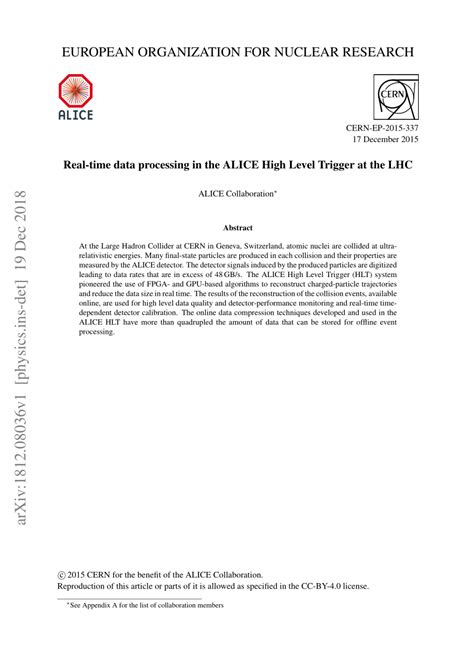 pdf real time data processing in the alice high level trigger at the lhc