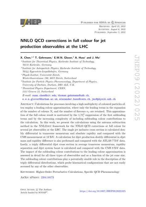 Pdf Nnlo Qcd Corrections In Full Colour For Jet Production Observables At The Lhc
