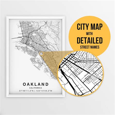 Printable Map Of Oakland California Usa With Street Names Instant