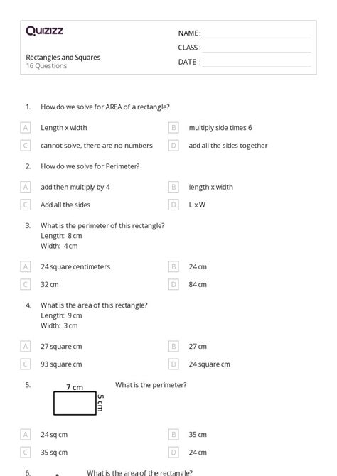 50 Rectangles Worksheets For 7th Class On Quizizz Free And Printable