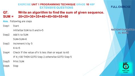 Programming Technique Unit 1 Exercise Solved Pdf Grade 10 National Book