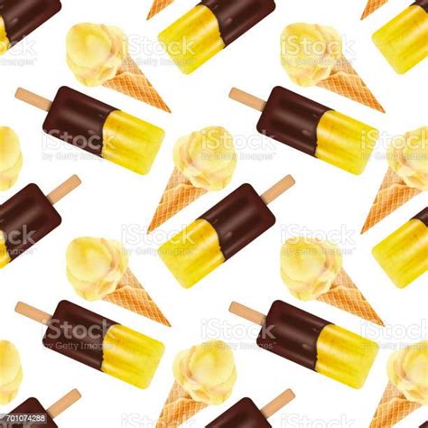 아름 다운 여름을 신선한 아이스크림 콘와 완벽 한 패턴입니다 드레스 옷 리넨 또는 기타에 대 한 트렌드 디자인 건강한 식생활에 대한 스톡 벡터 아트 및 기타 이미지 Istock