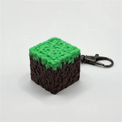 Minecraft Inspired Grass Block Fidget Clicker Keychain Party Favor Etsy