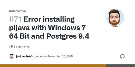 Error Installing Pljava With Windows 7 64 Bit And Postgres 94 · Issue 71 · Tadapljava · Github