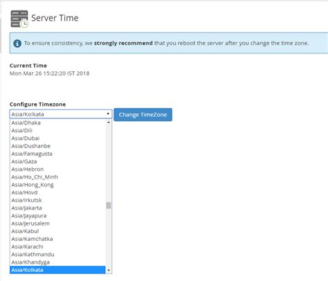 Select The Required Time Zone Using Drop Down Option Servercake