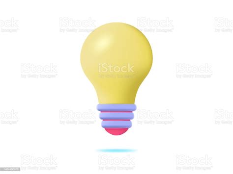 최소 3d 만화 스타일 노란색 전구 아이콘 아이디어 솔루션 비즈니스 전략 개념 0명에 대한 스톡 벡터 아트 및 기타 이미지 0명 3차원 형태 개념 Istock