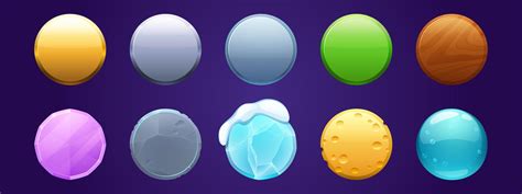 Game Ui App Icons Round Buttons Cartoon Menu 14071131 Vector Art At