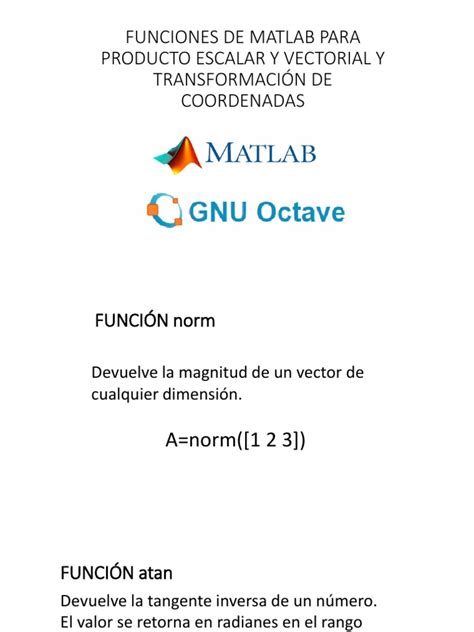 Uso De Matlab Para Aplicaciones Del Producto Escalar Y Vectorial Pdf Vector Euclidiano