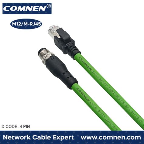 M12 D Coded 4pin Male To Rj45 Industrial Ethernet Cable