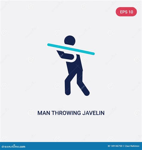 Two Color Man Throwing Javelin Vector Icon From Behavior Concept Isolated Blue Man Throwing
