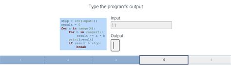 Solved Type The Program S Output Input Stop Int Chegg