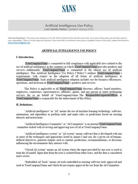 Artificial Intelligence Policy Pdf Artificial Intelligence
