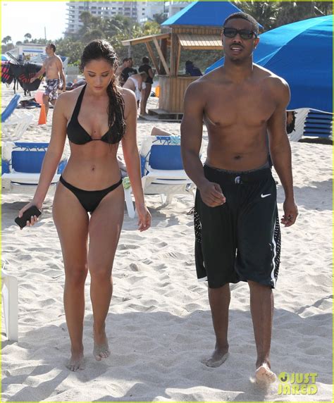 Michael B Jordan Shirtless Beach Stroll With Mystery Girl Photo