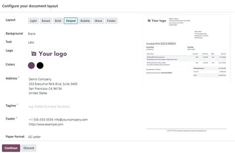 how to customise report layouts and fonts in odoo 18