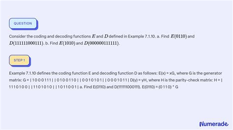 Solvedconsider The Coding And Decoding Functions E And D Defined In
