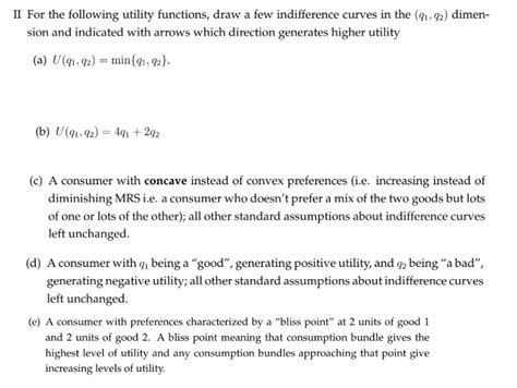 solved ii for the following utility functions draw a few
