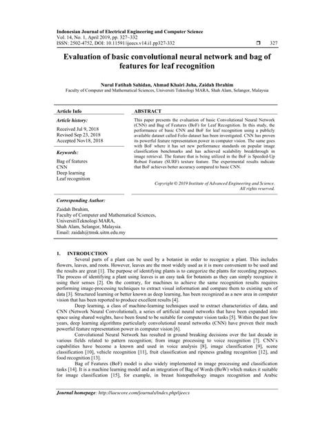 Pdf Evaluation Of Basic Convolutional Neural Network And Bag Of