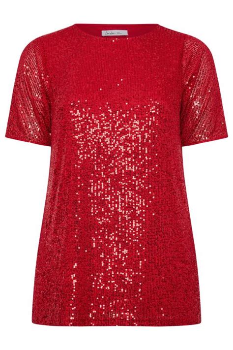 Yours London Plus Size Red Sequin Swing Top Yours Clothing