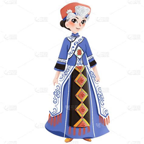 手绘 少数民族人物形象贴纸1