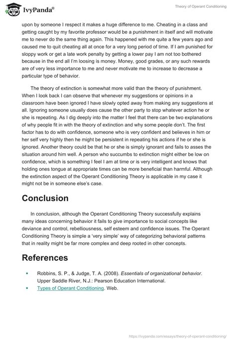 Theory Of Operant Conditioning 1903 Words Essay Example