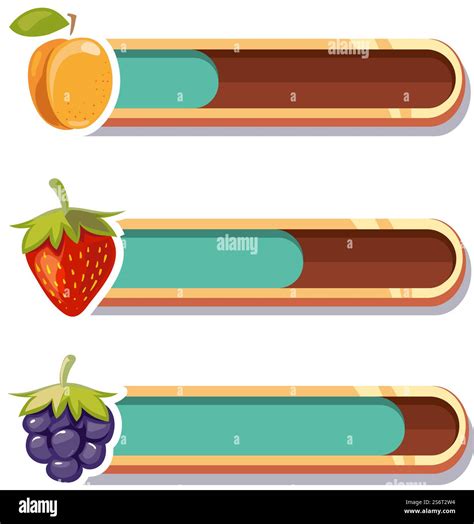 Game Interface Bars Cartoon Gaming Loading Panel With Fruits Isolated