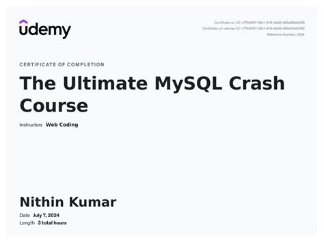 Nithin Kumar On Linkedin Udemy Mysql