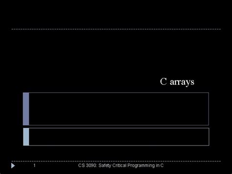 C Arrays 1 Cs 3090 Safety Critical Programming