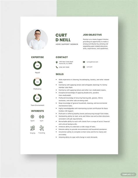 Home Support Worker Resume In Pages Word Download