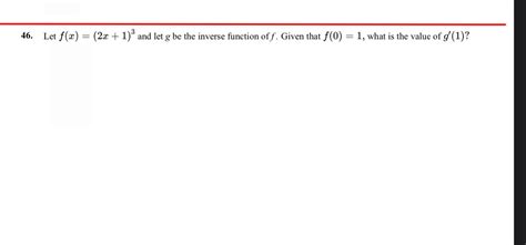 solved let f x 2x 1 3 ﻿and let g ﻿be the inverse function